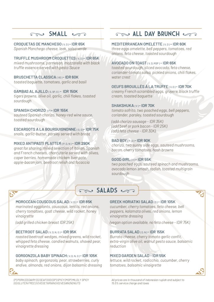 Menu | Barbarossa Bali