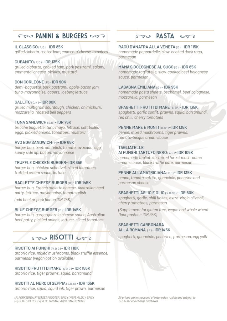 Menu | Barbarossa Bali