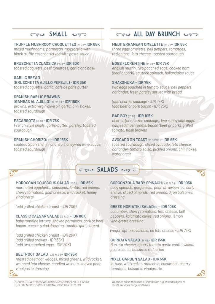 Menu | Barbarossa Bali