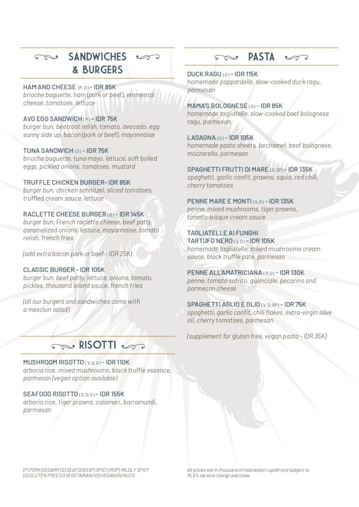 Menu | Barbarossa Bali